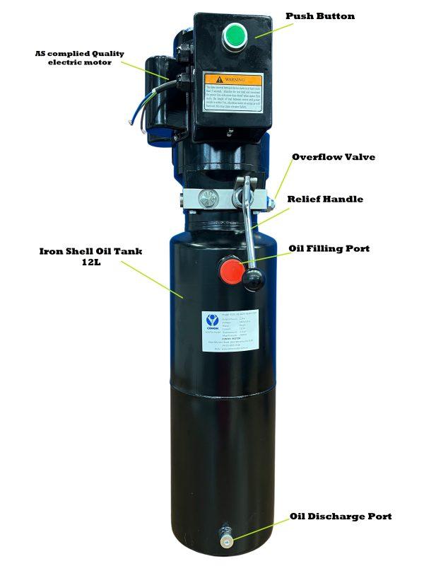 Single 12L Hydraulic Power Unit Auto Lifts cast iron Pump Vehicle Car ...