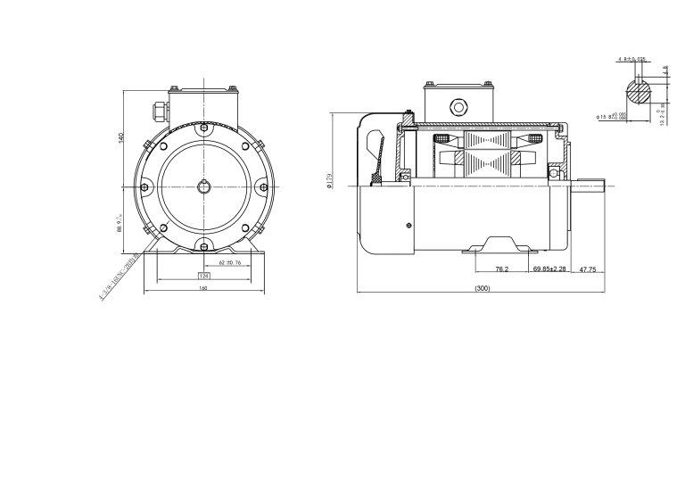 Three Phase NEMA Electric Motor 415V 0.75kW 1HP 1400rpm FRAME 56 1Ph ...