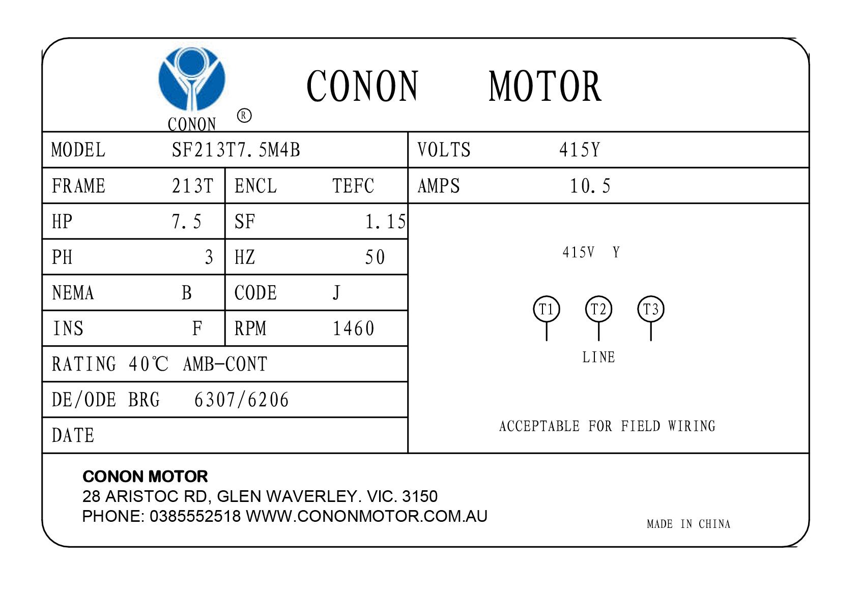 Three Phase NEMA Electric Motor 415V 5.5kw 7.5HP 1400rpm Frame 213T ...