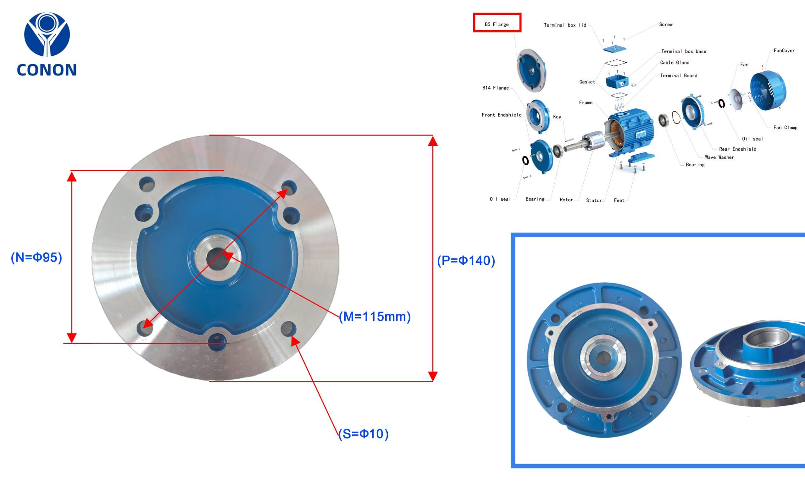 Electric motor 63 Frame B5 Flange shaft 11MM YX3 SERIES Three phase motor