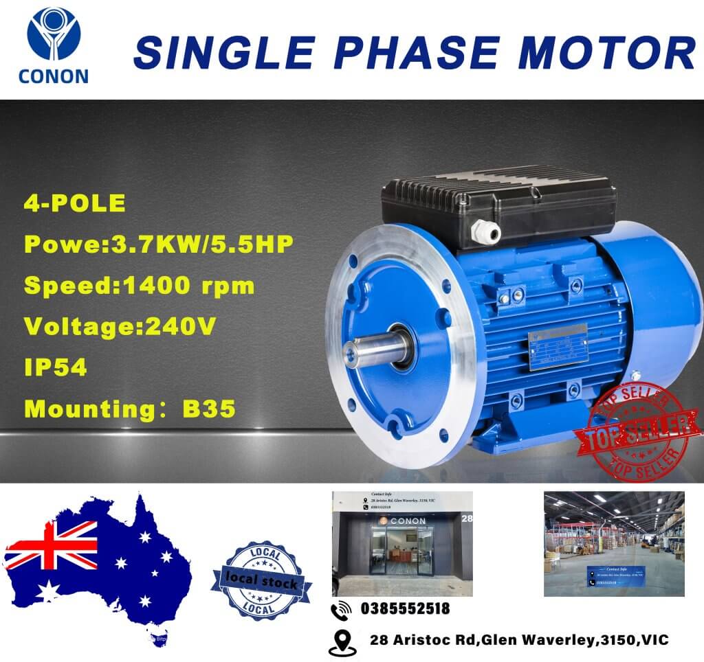 B35 FLANGE 3.7kw/5.5HP 1400rpm motor Single-phase 240v REVERSIBLE CSCR ...